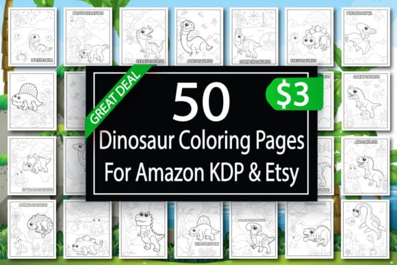 50 Dinosaur Coloring Book Pages for kids