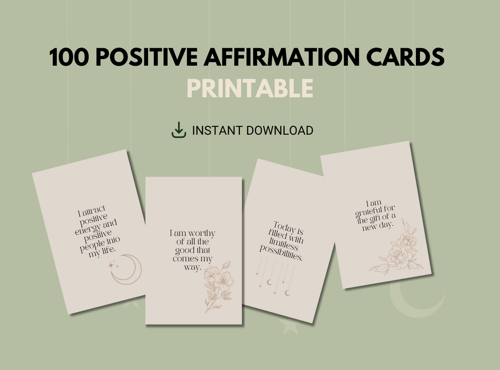 100 Affirmations Card | Printable | Positive Mindset