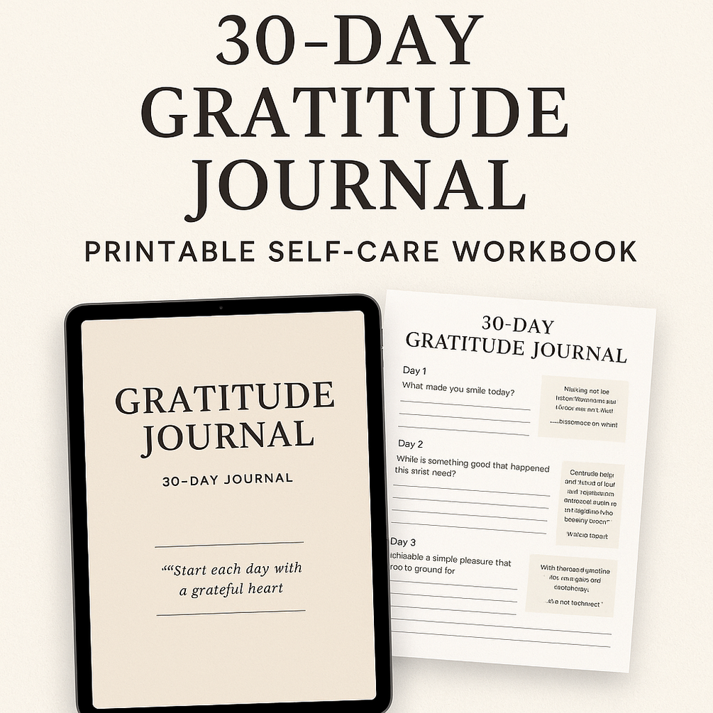 30-Days Gratitude Journal - Printable Self-Care workbook