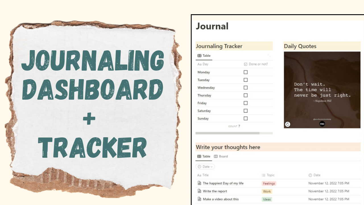 Free Journaling Dashboard + Tracker - Mohamed Hamraoui