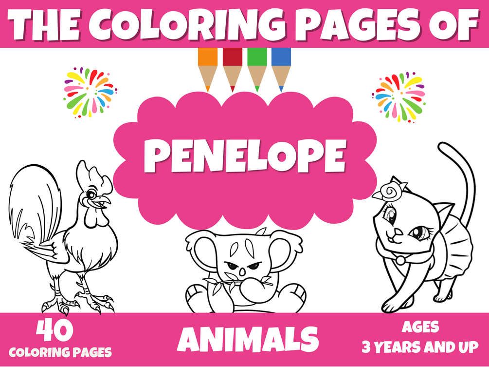 PENELOPE Coloring Pages, Animal coloring book for children named ...