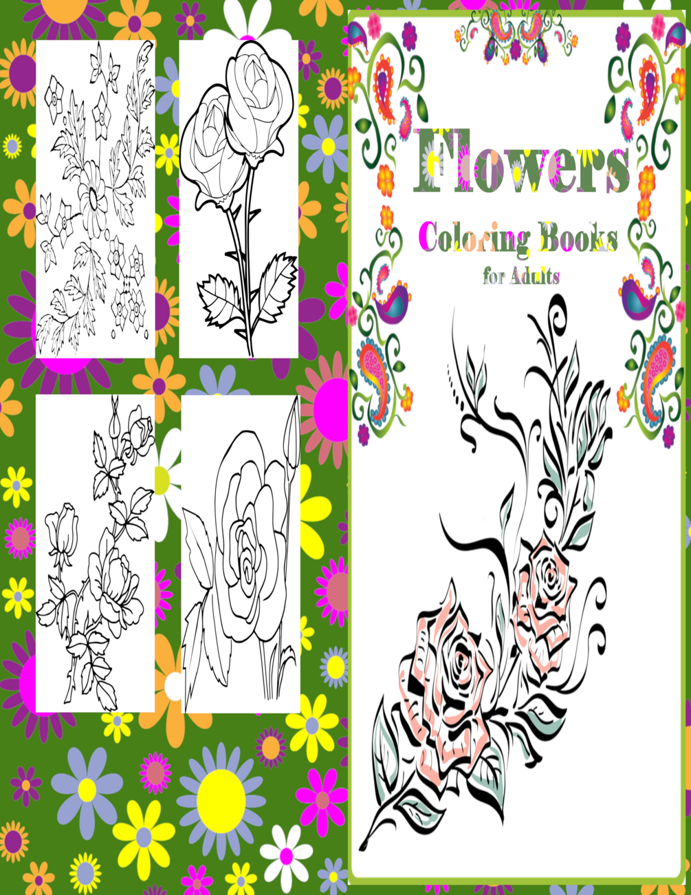 Flowers coloring books: Adult Coloring Book with Relaxing Coloring ...