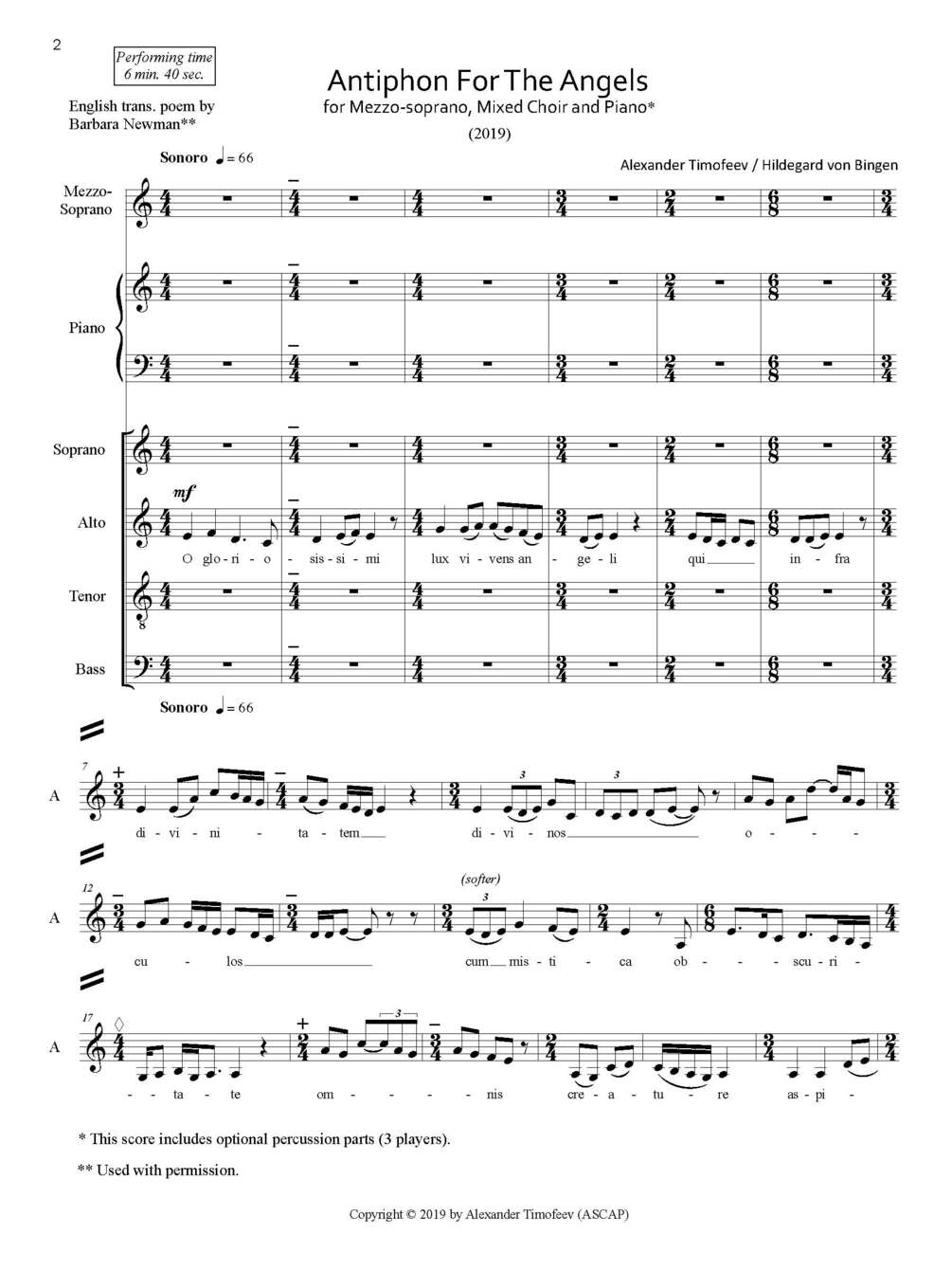 Timofeev-Von Bingen: Antiphon for the Angels (2019) for Mezzo-soprano ...