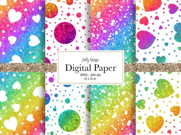 Beautiful Rainbow Digital Paper Bundle More than 156 Graphics