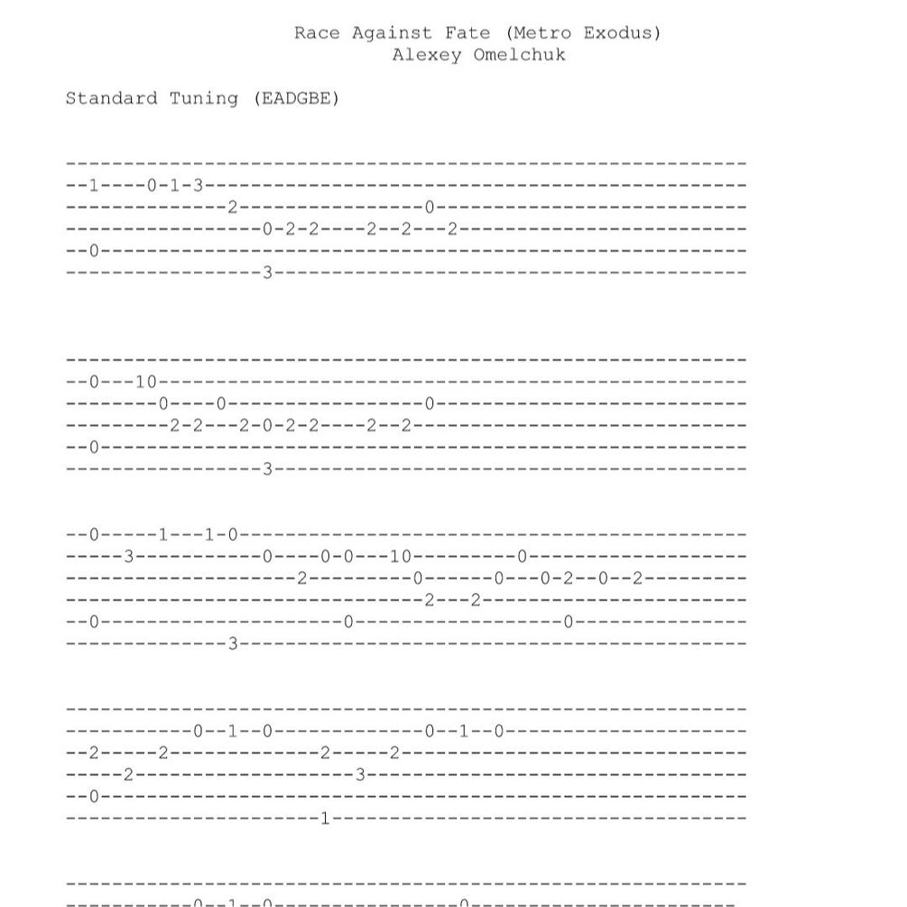 Race Against Fate (Metro:Exodus) Tab