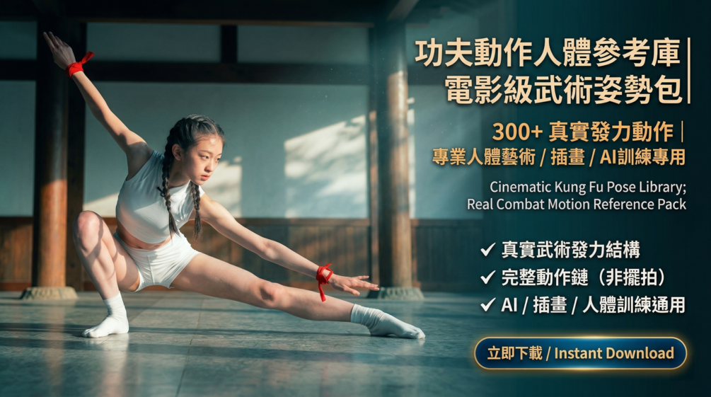 FREE 5 Kung Fu Pose References for Artists (Starter Pack)