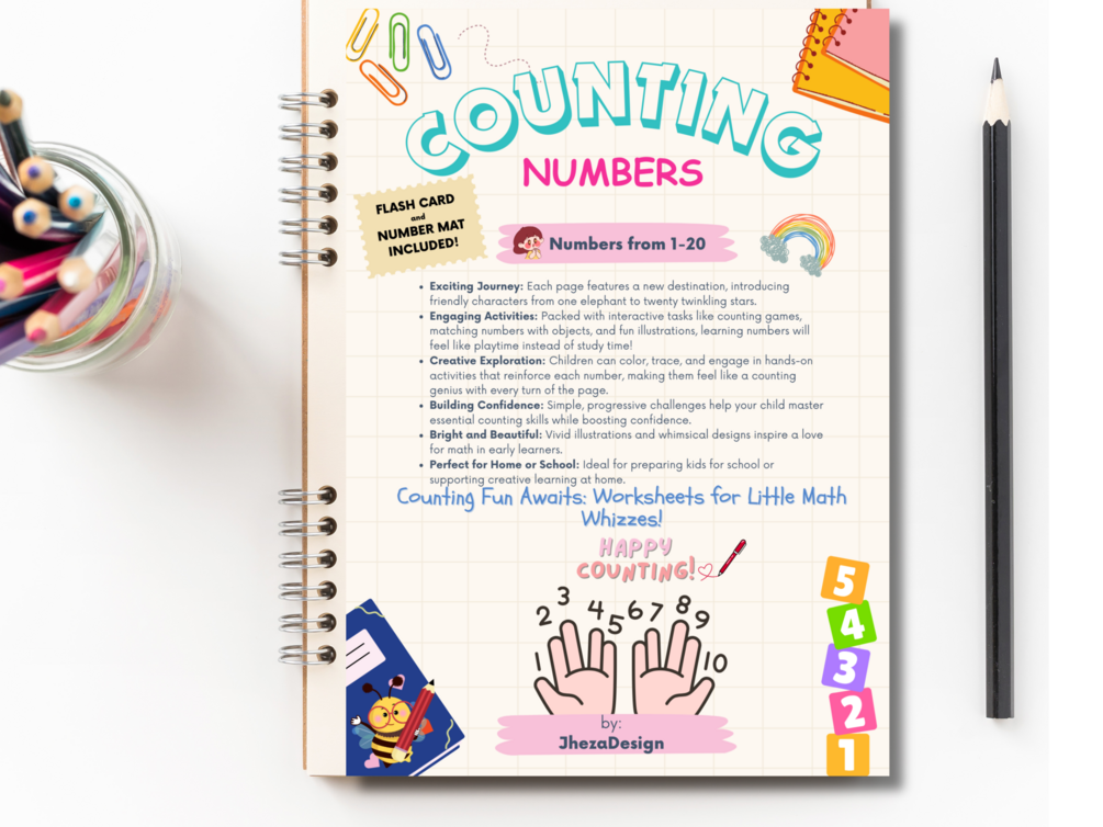 Counting Numbers 1-20 Worksheet Set with Number Mat, Flashcards ...