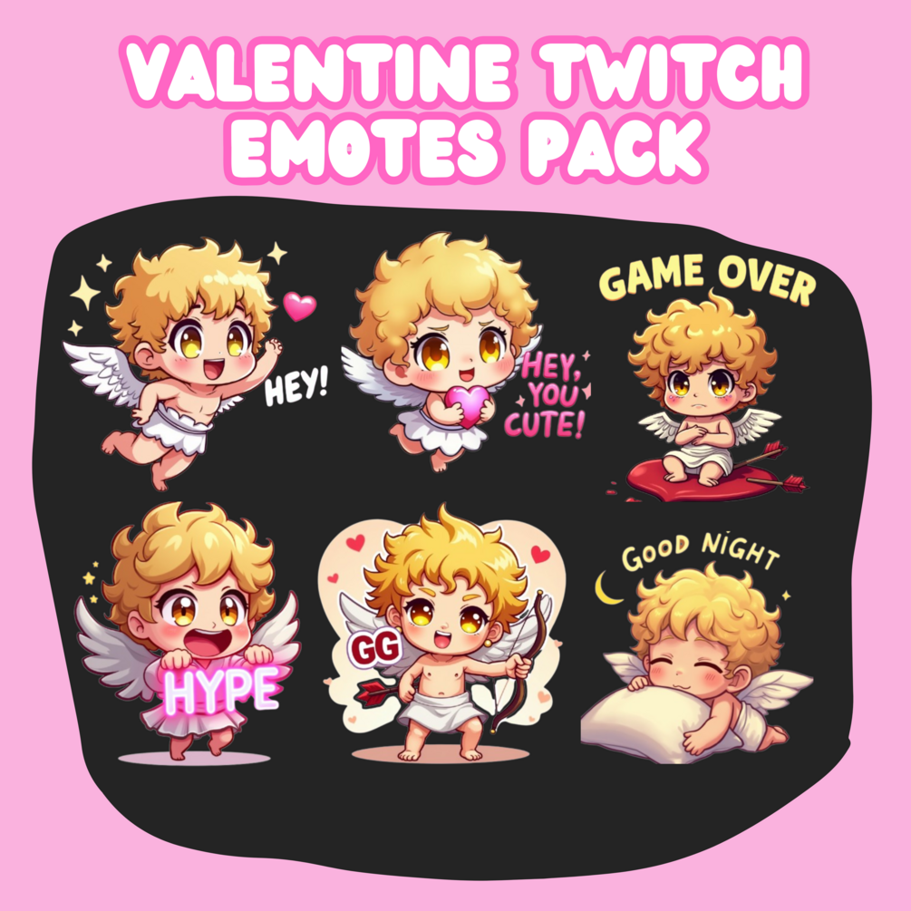 Valentine's Day Twitch Emotes | Cute Cupid Emotes for Streamers ...