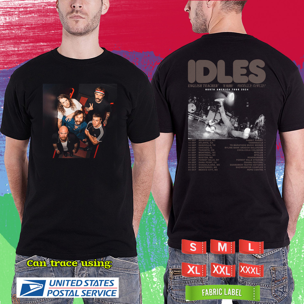 IDLES NORTH AMERICAN TOUR 2024. IDLES TOUR. UNISEX BLACK TEE RD01