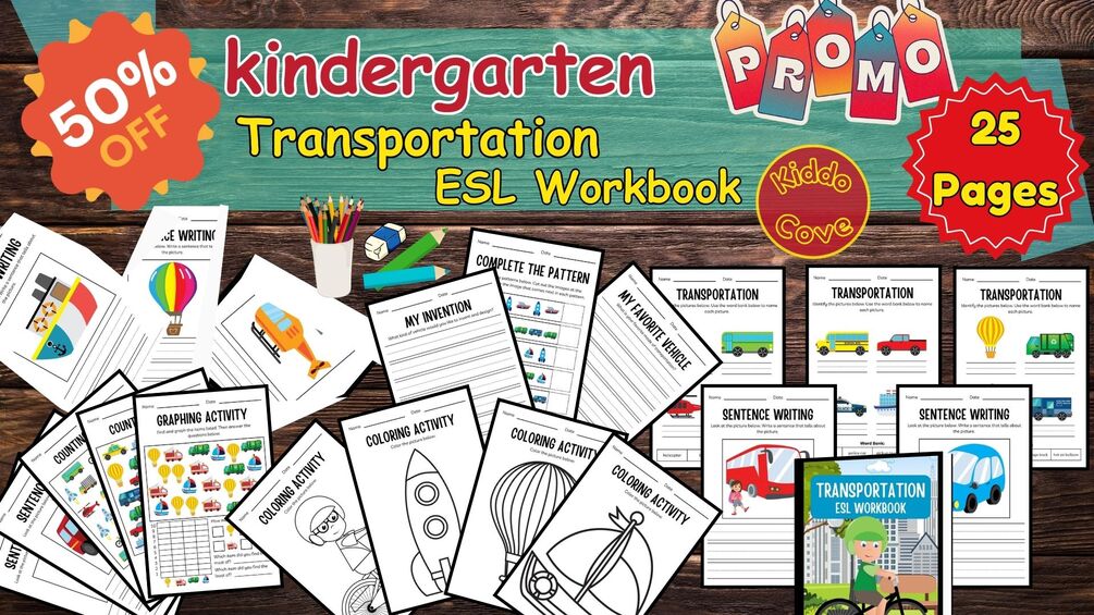 Transportation ESL Workbook - Kindergarten - Kiddo Cove
