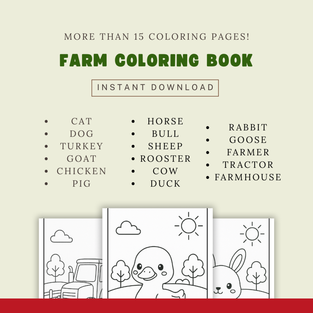 50+ Pages | Kawaii Farm Animals Children Coloring Book - English and ...