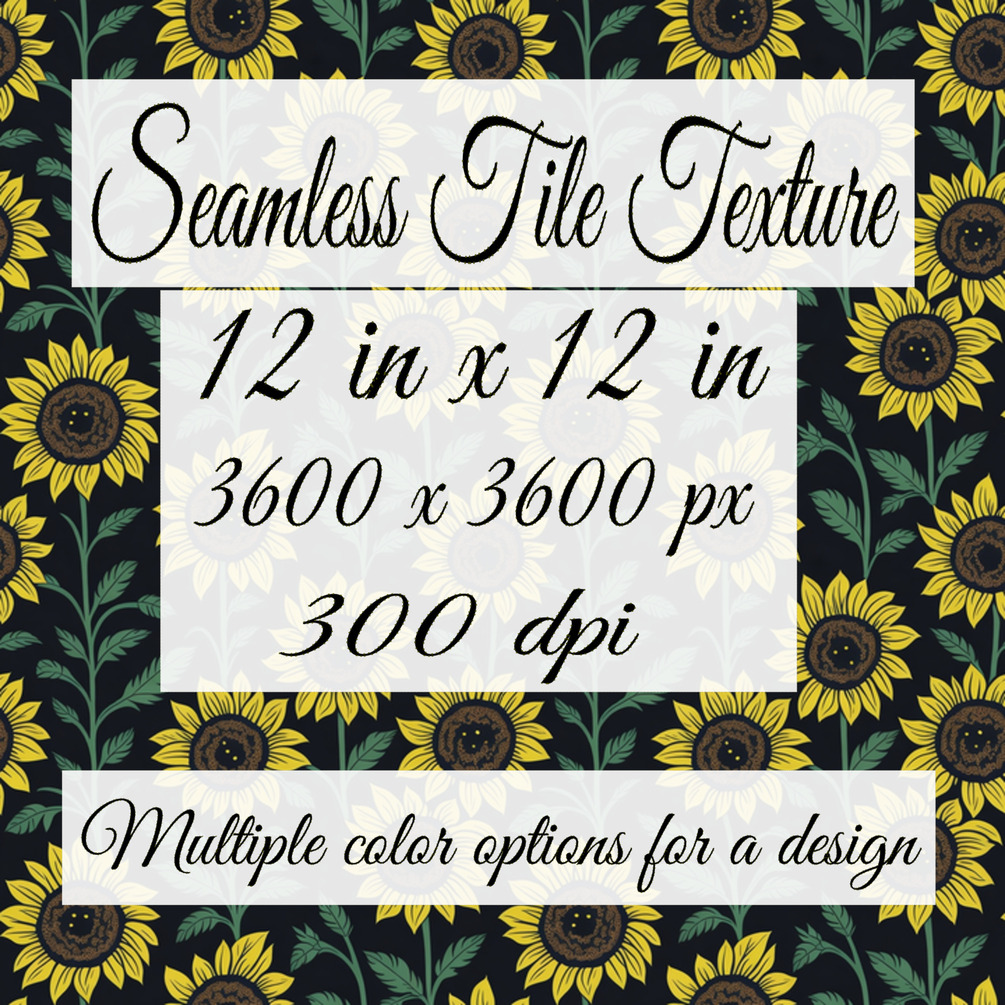 12-Inch Floral Sunflower 2 Seamless Tile Pattern – High-Resolution 300 ...