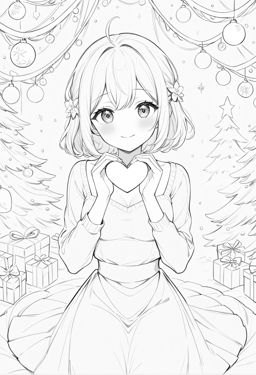 100 & 5 Christmas Anime Girls | Christmas Stress Relief Coloring Book ...