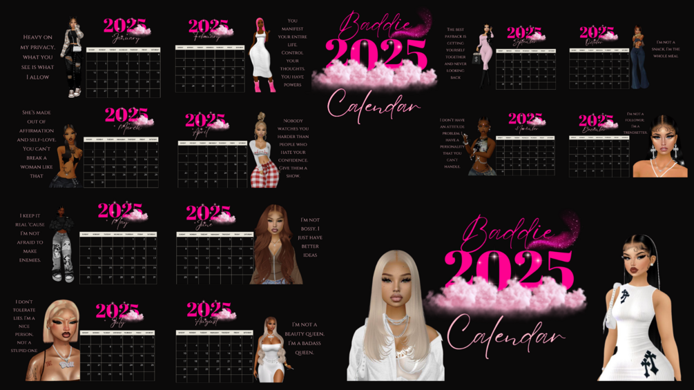 2025 Baddie Pink Calendar