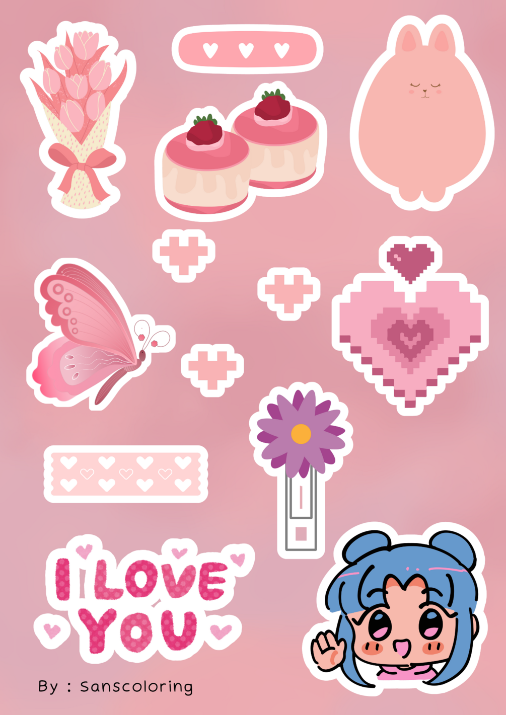 Cute Pinks Stickers Printable