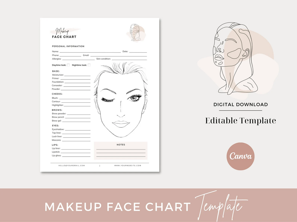 Makeup Artist Face Chart