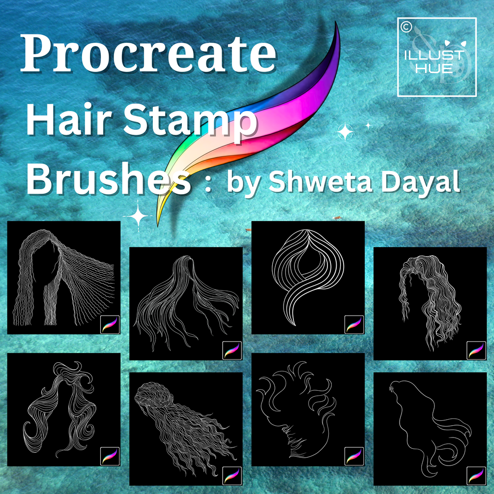 Hair Stamps Brushes for Procreate by Shweta Dayal