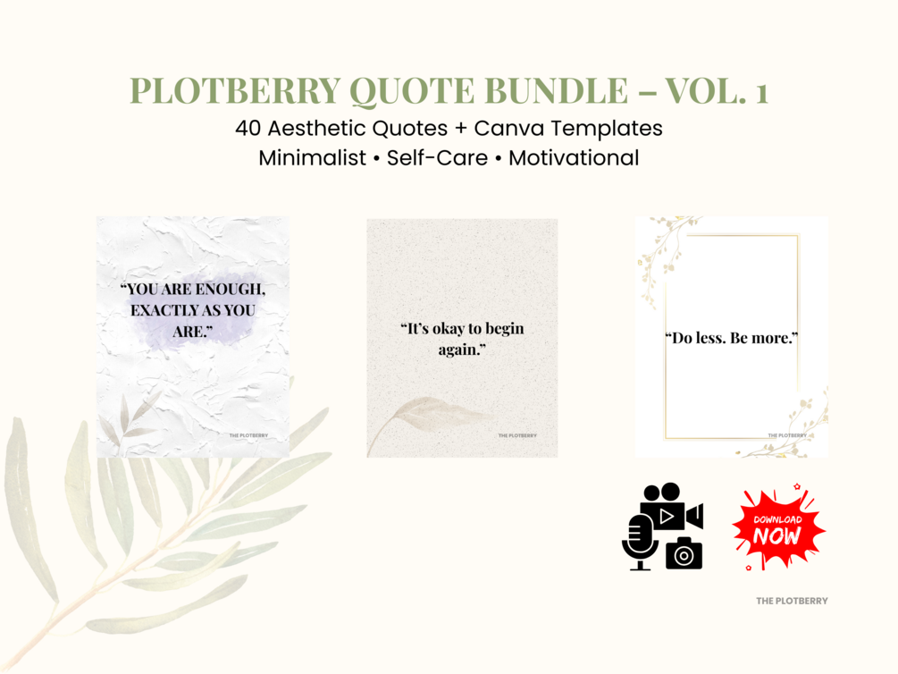 40 Aesthetic Canva Quote Templates + PNGs – Plotberry Vol. 1