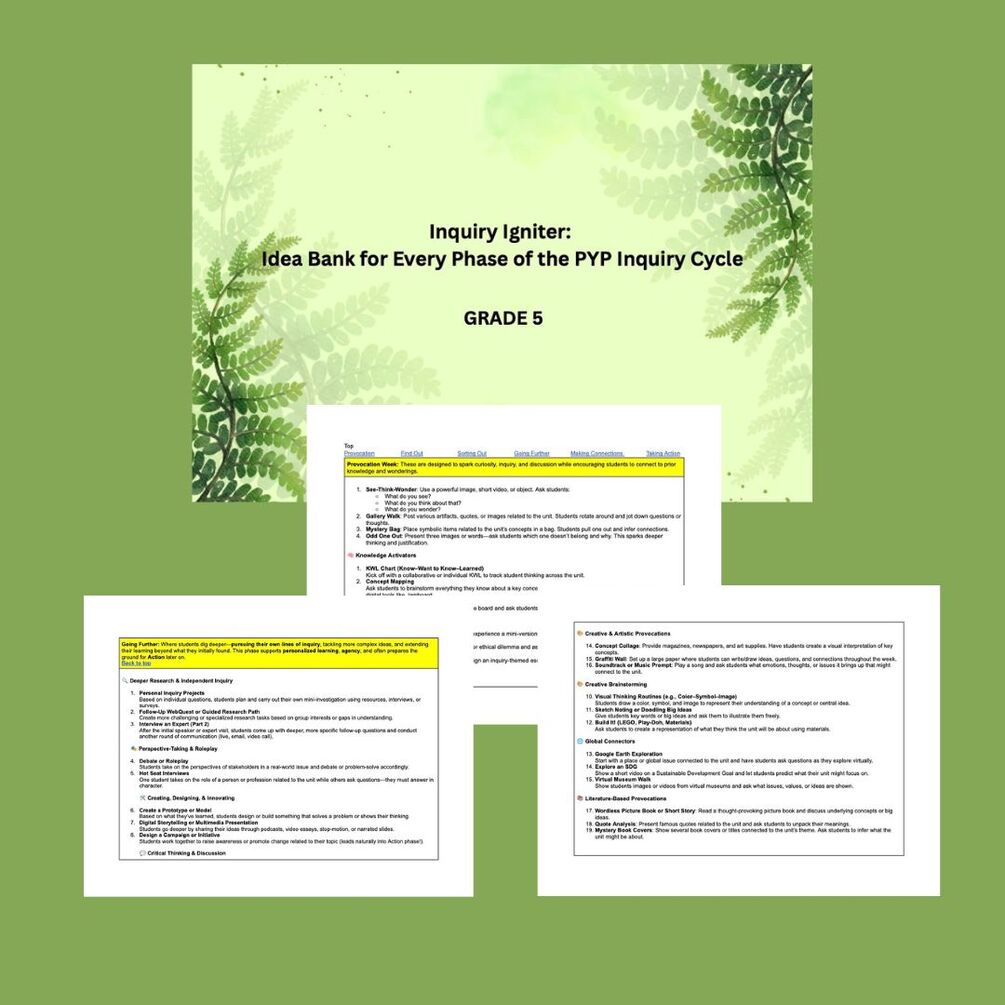 BUNDLE-Inquiry Igniter: Idea Bank for Every Phase of the PYP Inquiry Cycle