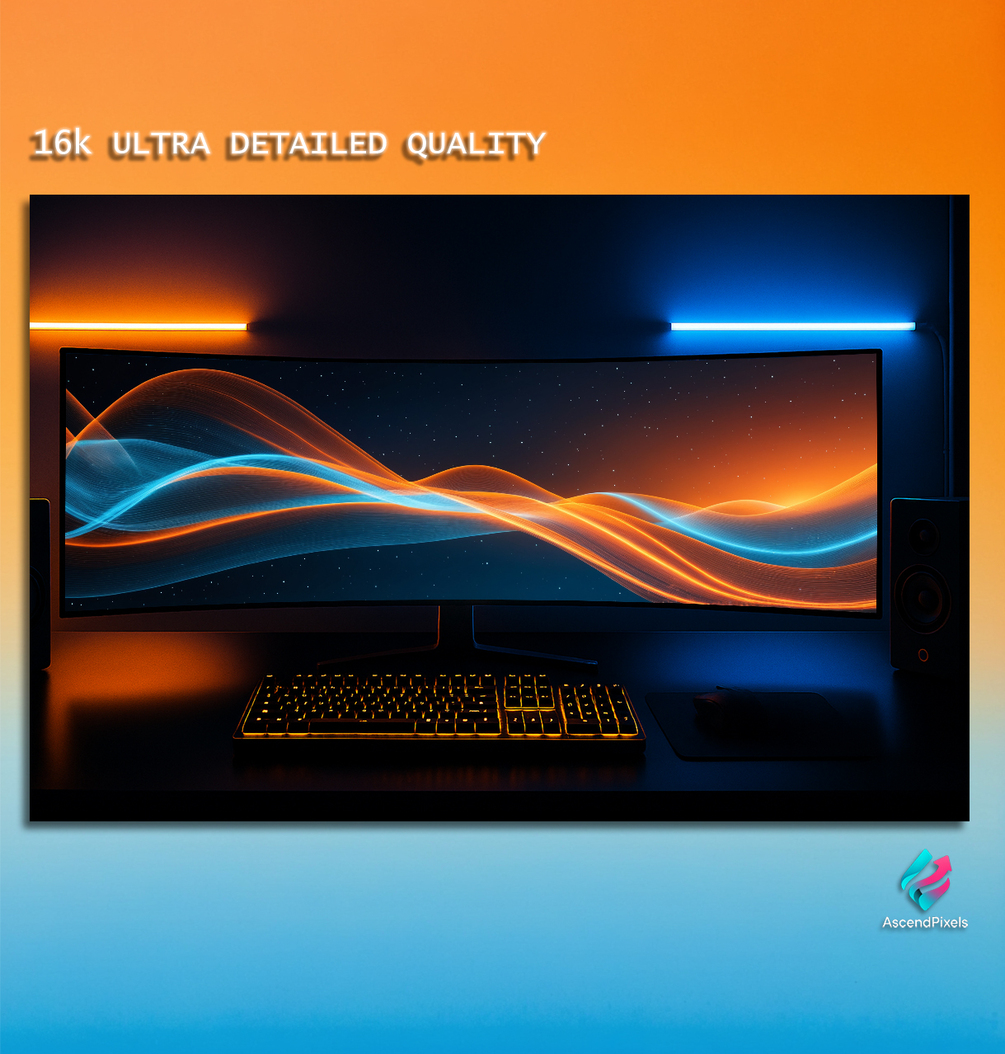 80+ Super UltraWide 16K [15360×4320, 32:9, 300 dpi], Sunset Orange and ...