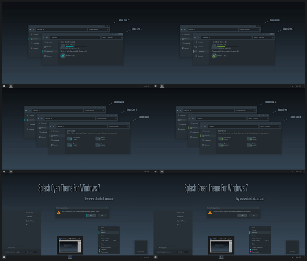 Splash Cyan and Green Theme For Windows 7