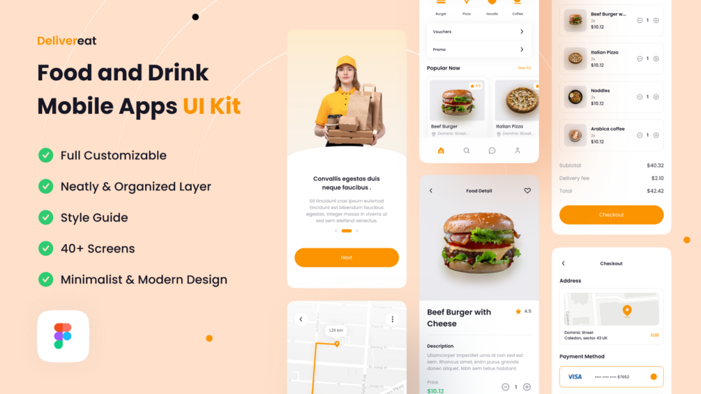 Delivereat - Food and Drink Mobile Apps UI Kit