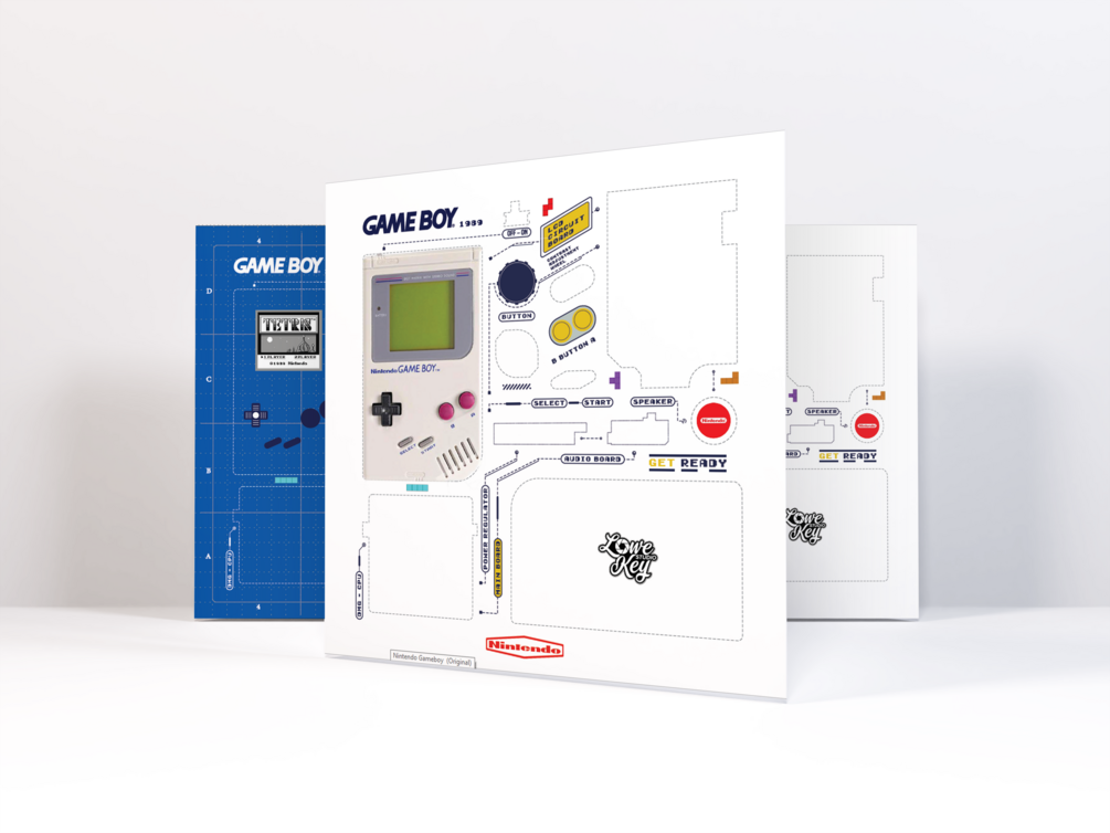 GameBoy Classic 1989 3-Pack Teardown Template Disassembled Art