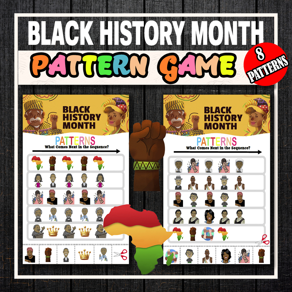 Black History Month Finish the Pattern Worksheets Activity Puzzles