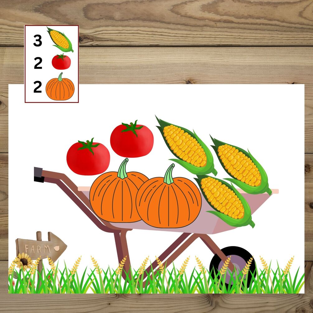 Vegetable Counting Activity for Toddlers and Preschoolers