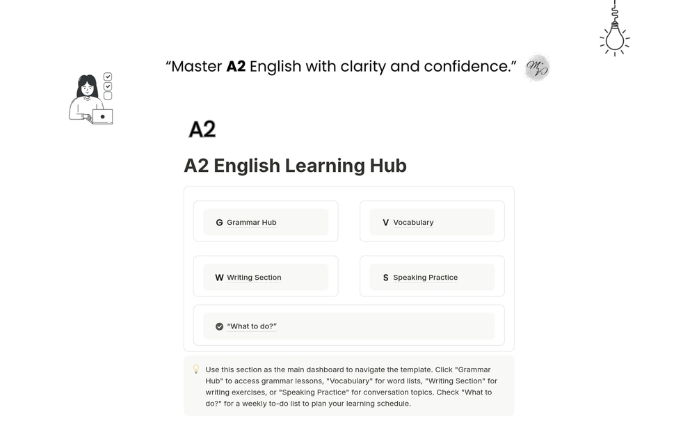 A2 English Learning - Notion Template