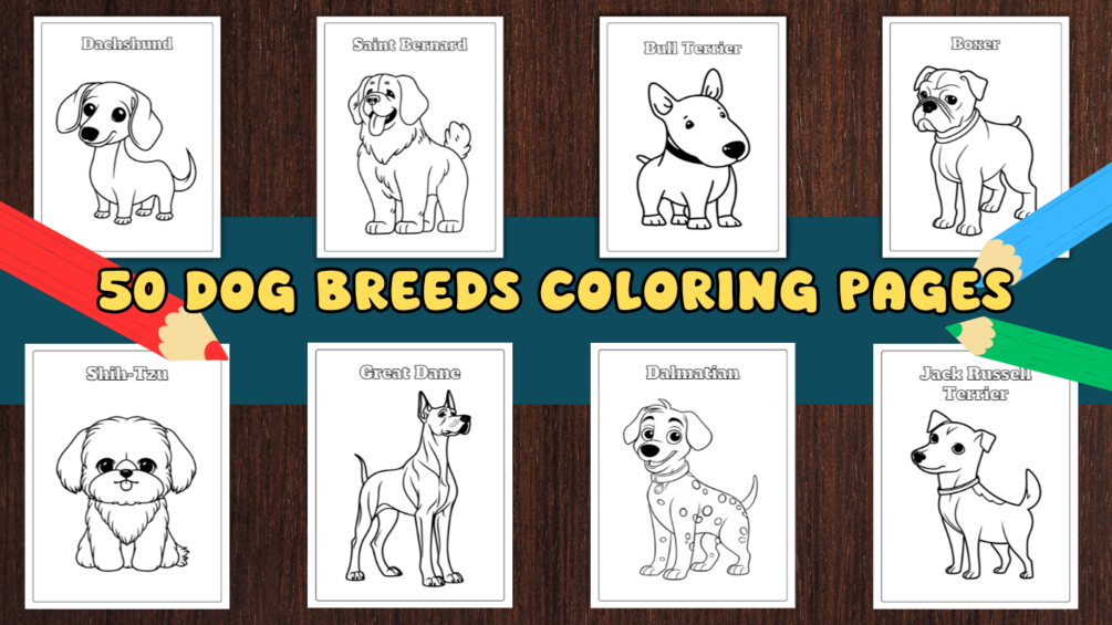 50 Dog Breeds Coloring Book