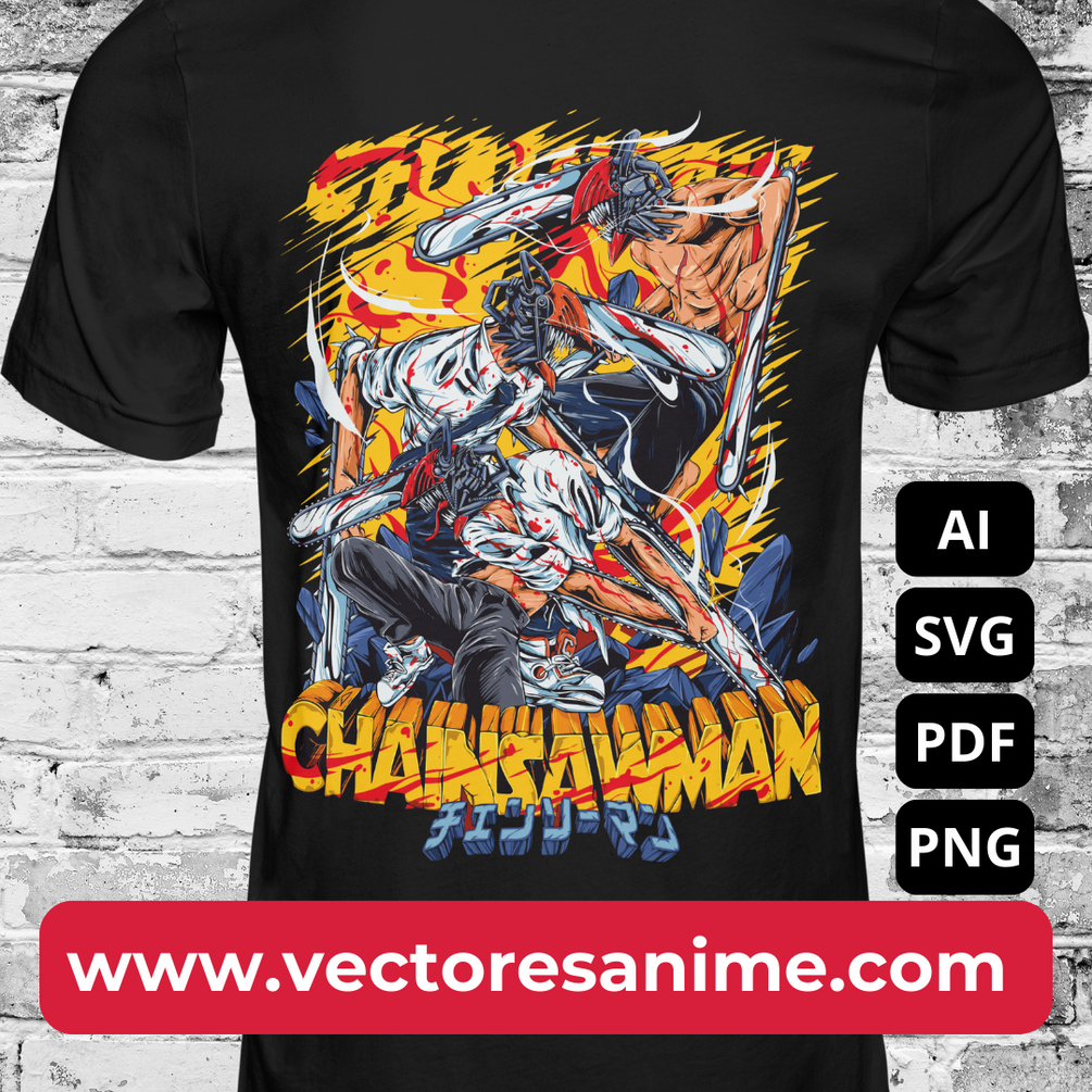 VECTOR EDITABLE CHANSAWMAN ANIME