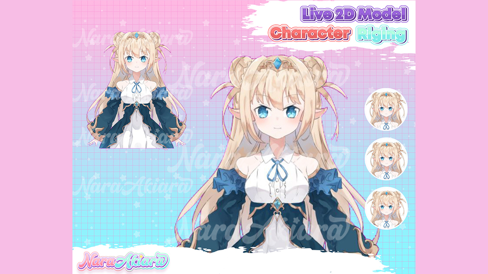 Vtuber Model and Rigging Anime Girl Braided Elf Premade, Live2d ready ...