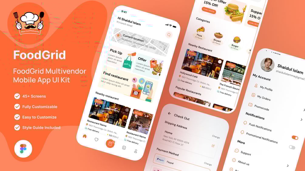 FoodGrid - Multivendor Food Mobile App UI Kit ( Android & iOS)