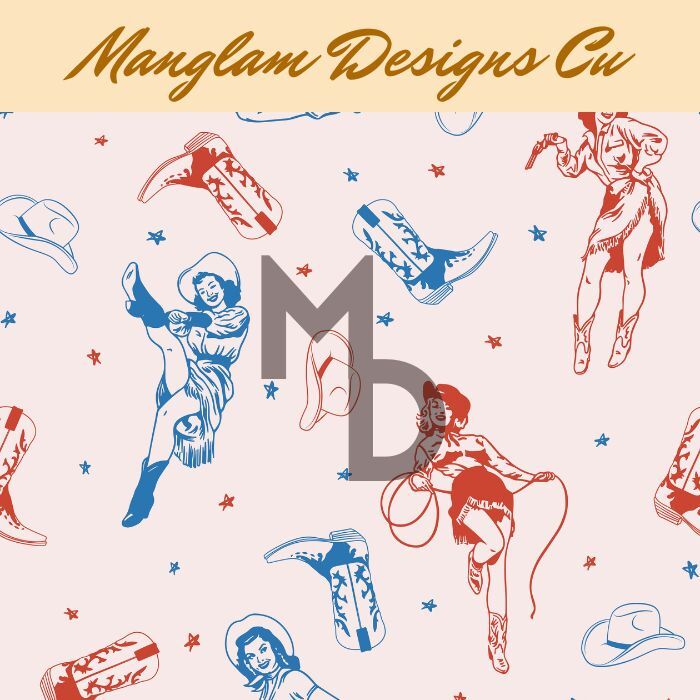 Vintage Cowgirl Pinups Seamless, USA independence seamless repeat ...