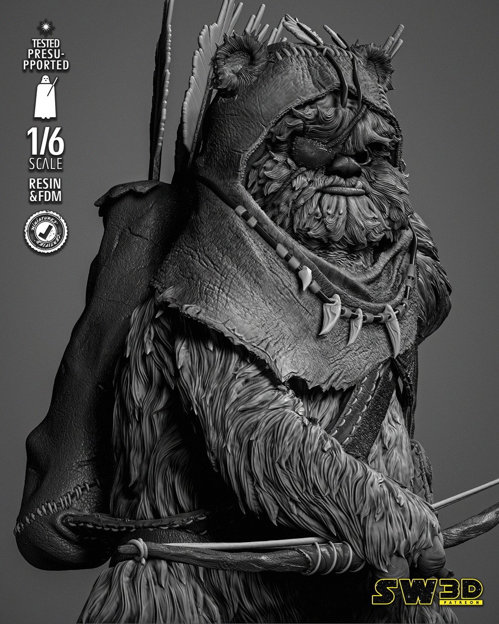 Ewok 3 Sculpture - Star Wars 3D Models - Tested and Ready for 3D printing