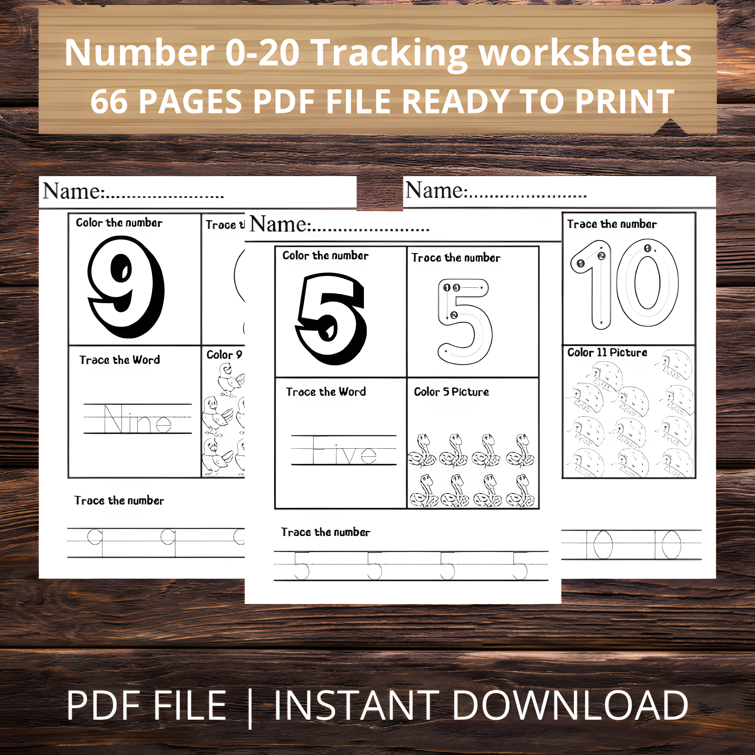 Number 0-20 Tracking worksheets