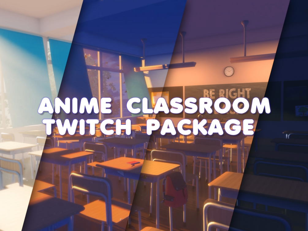 Cozy Anime Themed Classroom Animated Twitch Overlay Package, Lofi ...