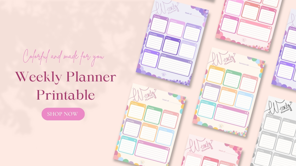 Weekly Planner Printable | Pastel Rainbow | Week of | Instant Download ...