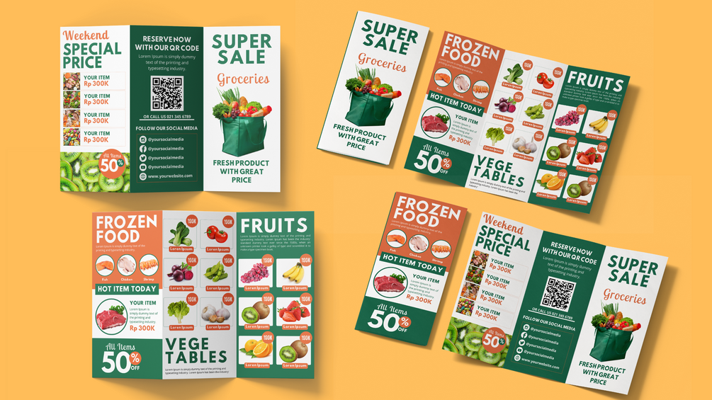 Grocery Market Trifold Brochure Template