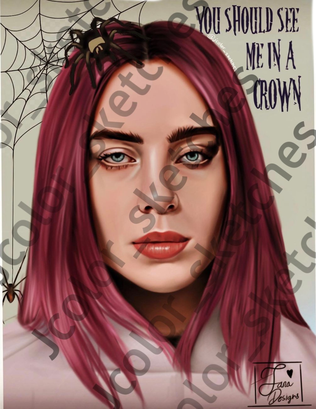 Billie eilish digital portrait prints