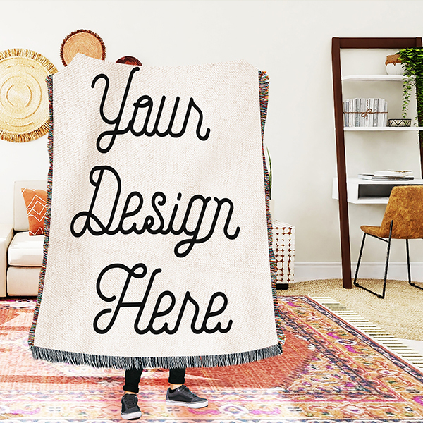 Jacquard Fringe Woven Blanket Mockup Bundle