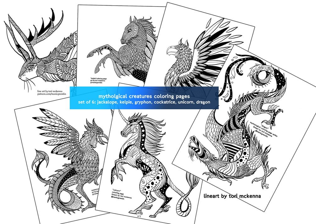 Mythological Creatures Coloring Pages Set #1