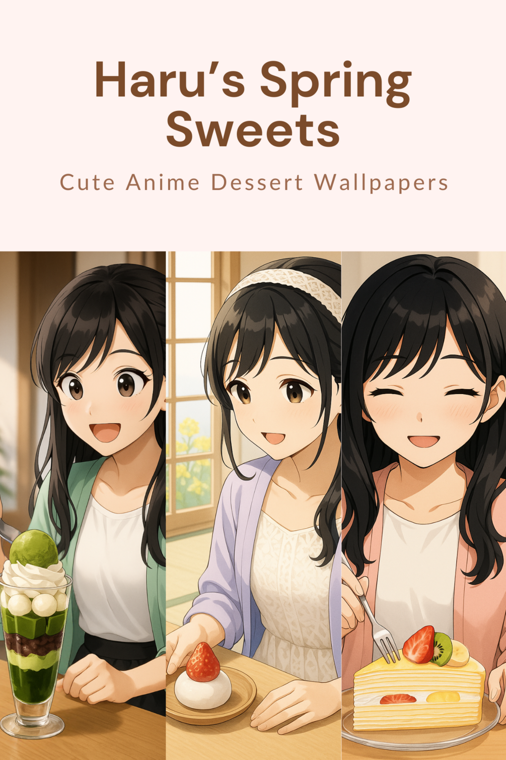 Haru’s Spring Sweets - Cute Anime Dessert Wallpapers