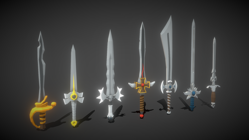 (FREE PRODUCT) Stylized Low Poly Swords Pack 3D Model