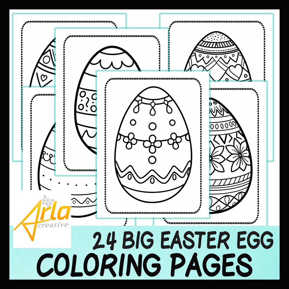 24 Big Easter Egg Coloring Pages - Various Difficulty Levels