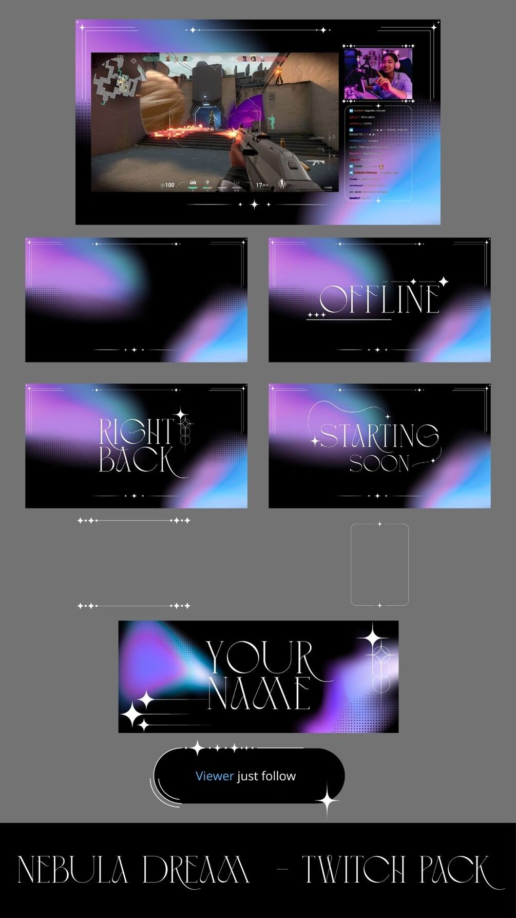 Overlay Pack Twitch Y2K & Vaporwave - Nabula Dreams