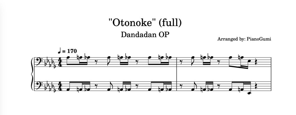[full] Dandadan OP - "Otonoke" - EASY Piano Sheet Music