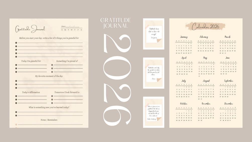 2026 Gratitude Journal | Daily Thankfulness & Mindfulness Planner