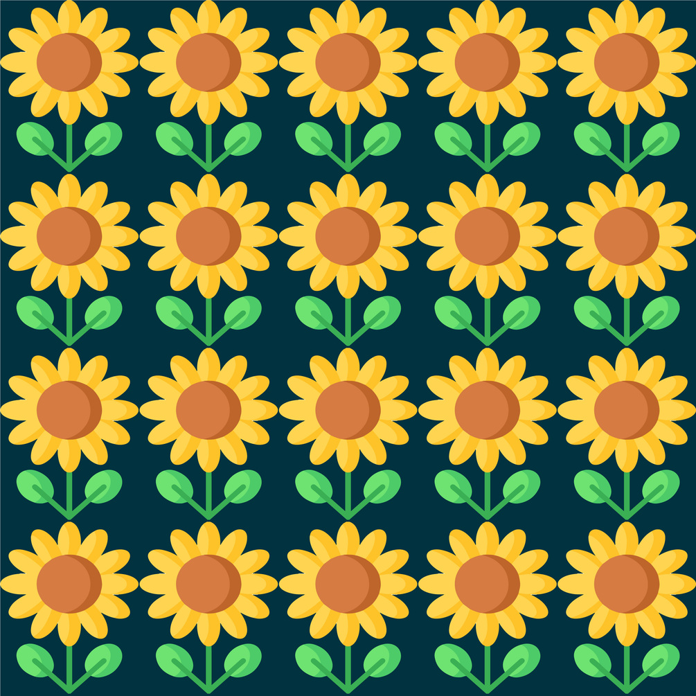 Creative Sunflowers Seamless Vector Patterns in Blue, Green, Pink, and ...